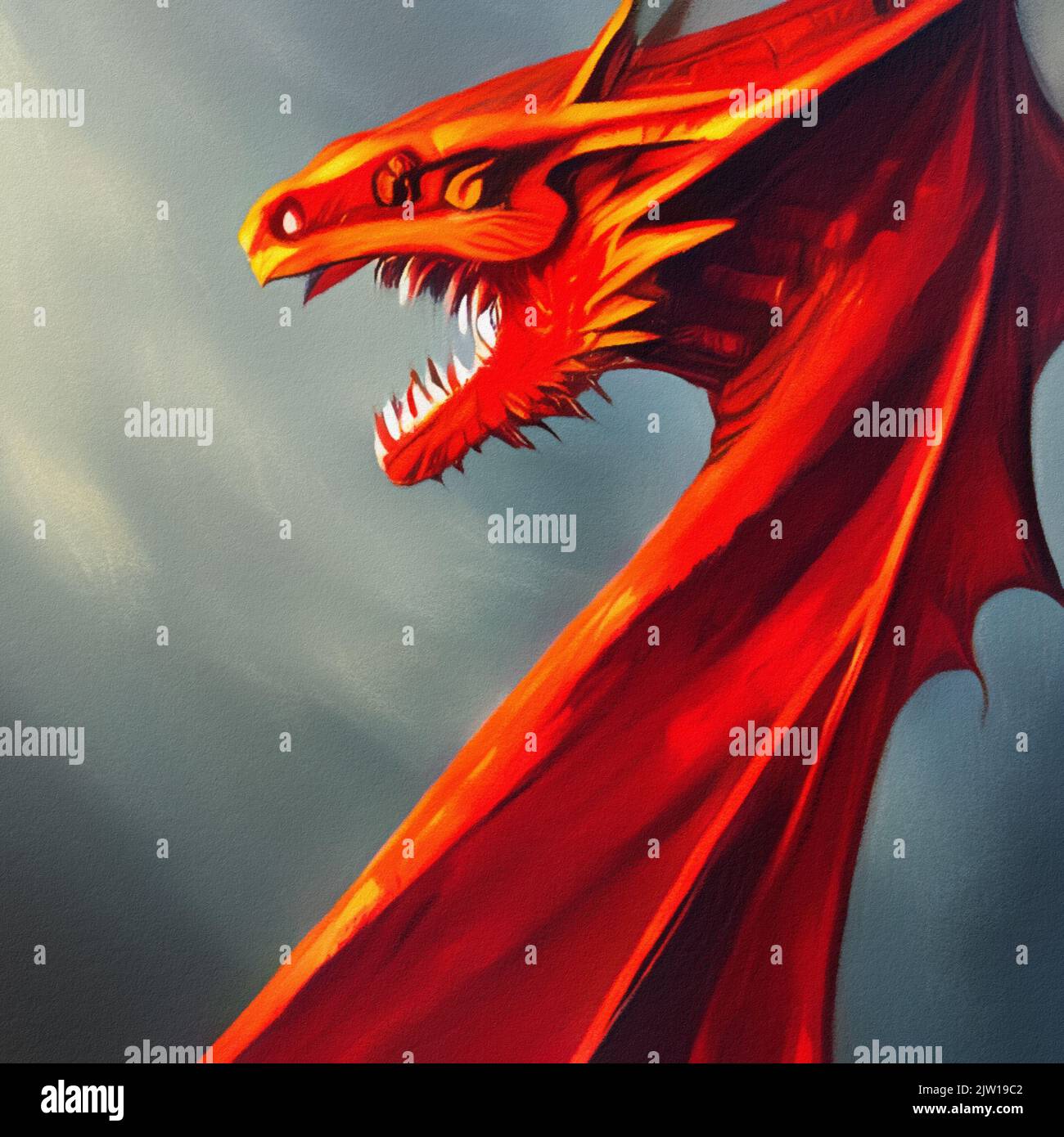Portrait de dragon de fantasy diabolique. Œuvre surréaliste de danger ...