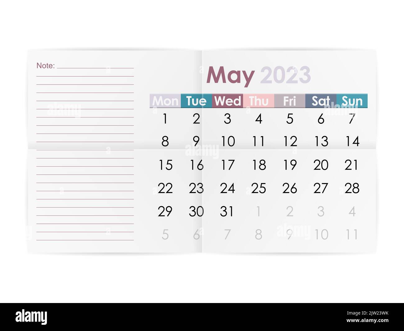 Calendrier Mai 2023 sur fond blanc. Illustration vectorielle Photo ...