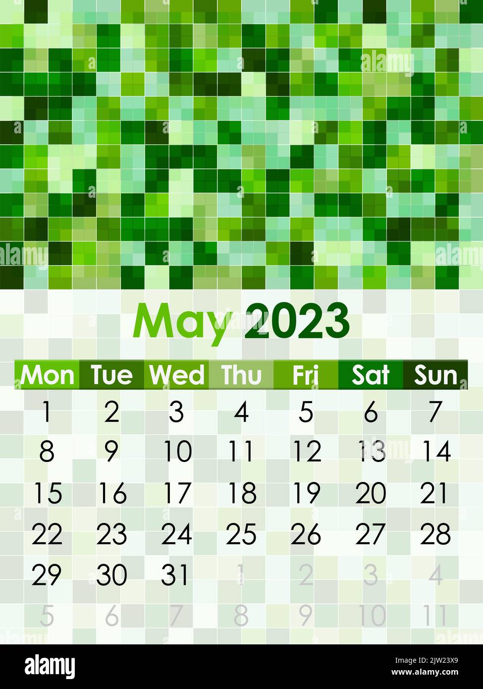 Calendrier Mai 2023 sur fond blanc. Illustration vectorielle Photo ...
