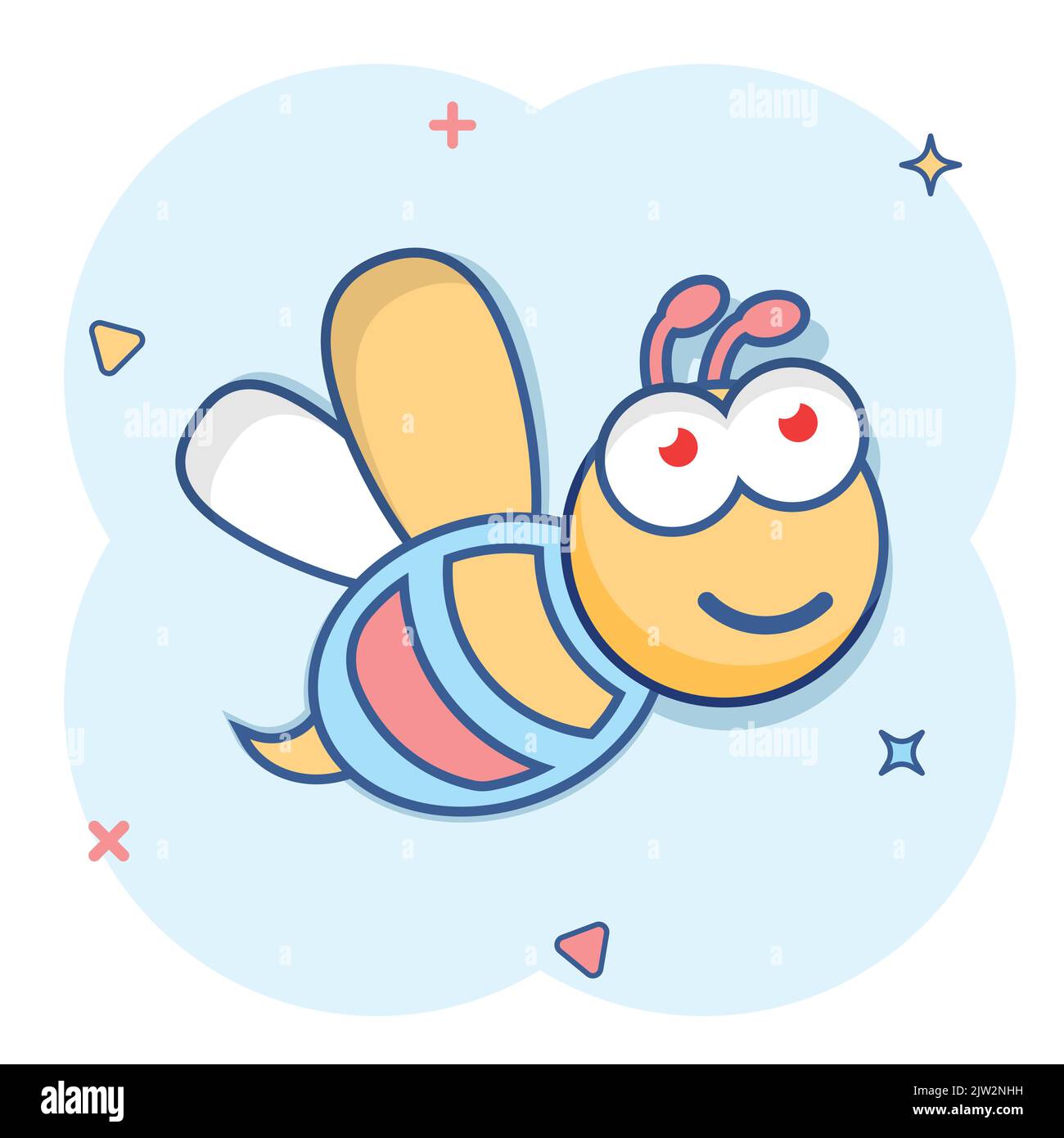 Cartoon Vector icône d'abeilles dans le style comique. Insecte guêpe ...