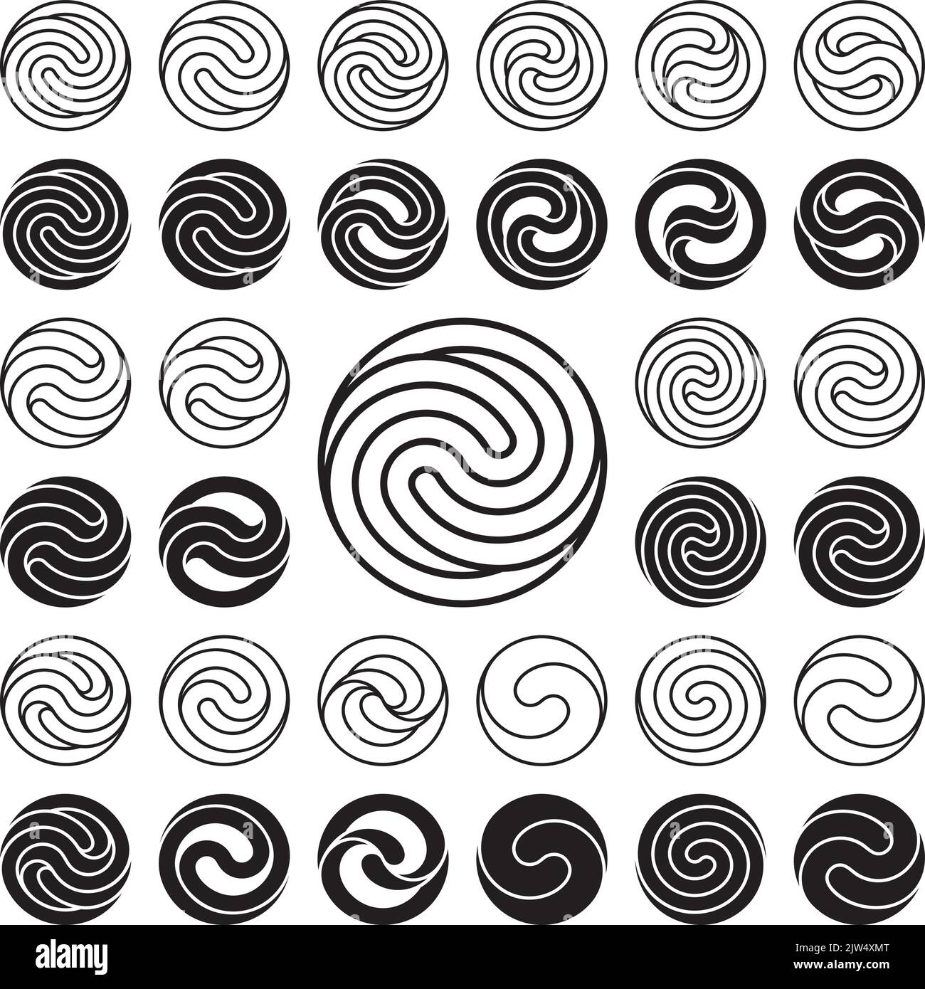 Modèle de logo. Ensemble de modèles de logo Wavy Circle. Illustration ...