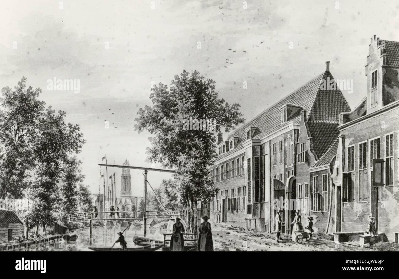 Vue sur le Vecht avec le Knollenbrug à Utrecht et sur la droite la ...