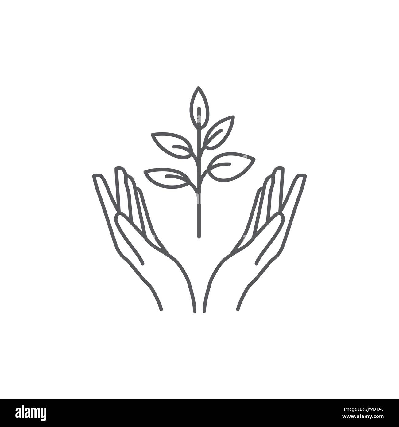 Symbole de la main et de la plante. Pictogramme de la feuille de plante ...