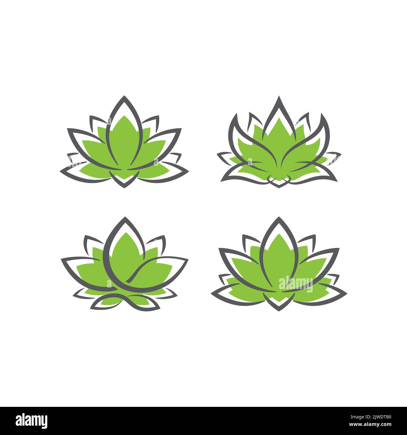 modèles de jeux de logos lotus linéaires. Ensemble de logos vectoriels ...