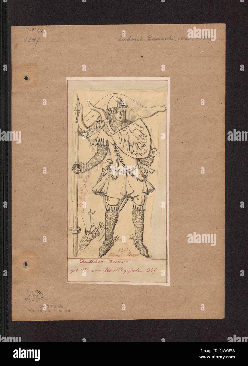 L'empereur Louis IV de Bavière en costume de chevalier et bouclier avec ...