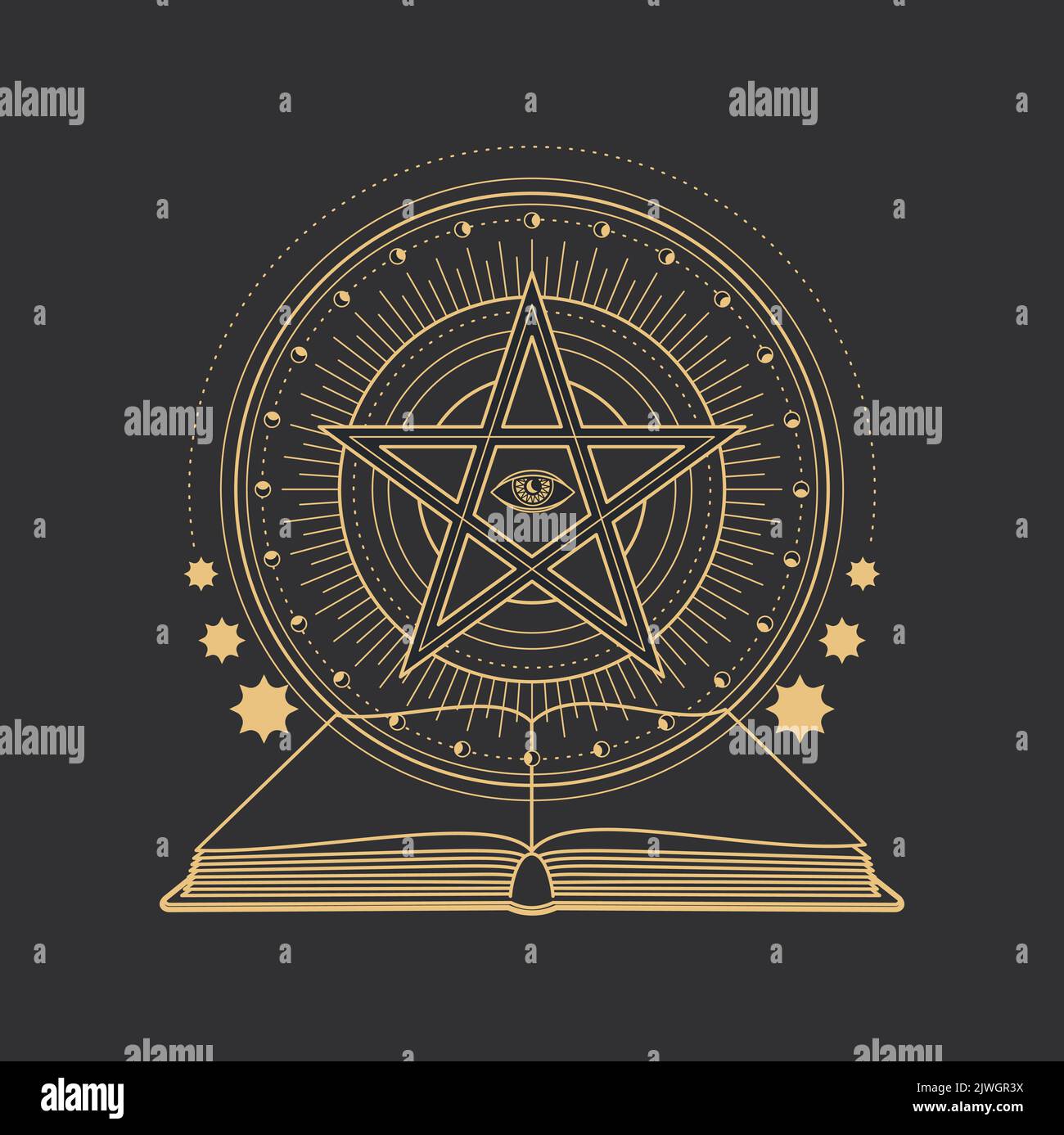Pentagramme, symbole ésotérique occulte et tarot magique de l'œil dans ...