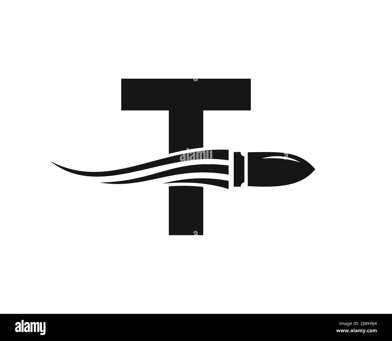 Lettre initiale T tir Bullet logo avec concept arme for Safety and ...