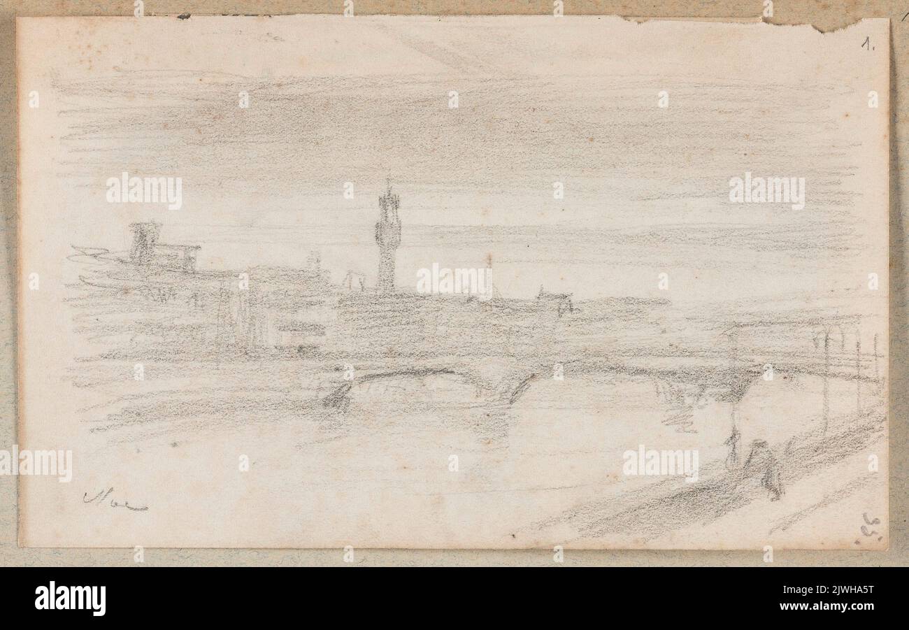 Vue d'un pont à Munich [?] La nuit, croquis du thème; verso: Croquis d ...