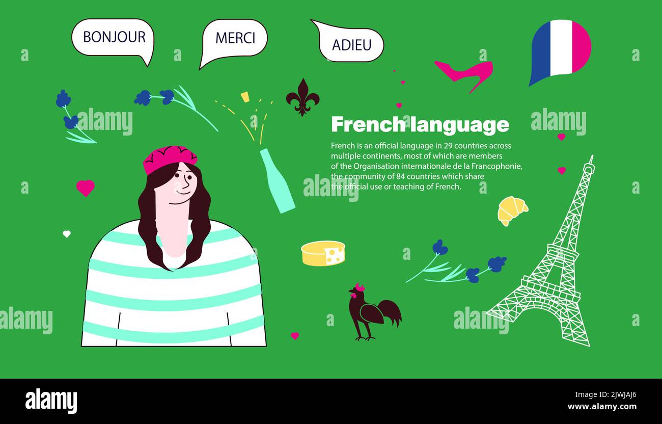 Modèle de page Web d'accueil des écoles de langue. Étudiante féminine ...