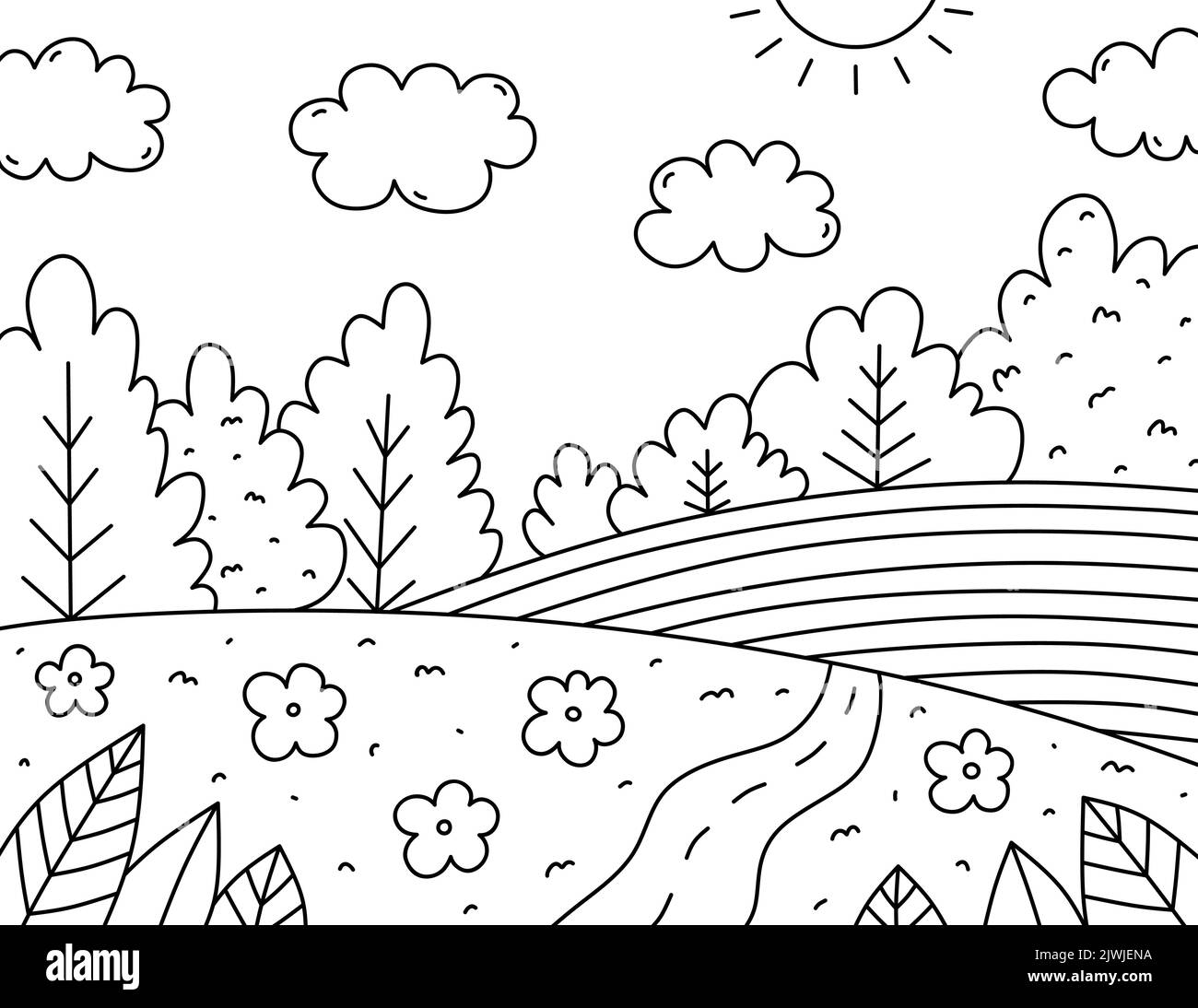 Nature landscape coloring page Banque d'images vectorielles - Page 2 ...