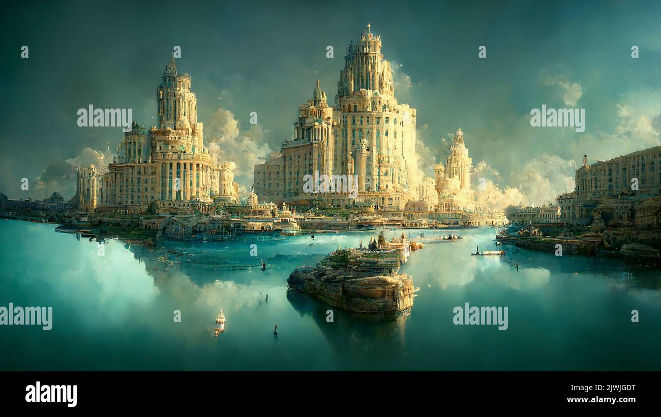 Illustration de l'Atlantide, civilisation aciente, histoire et ...