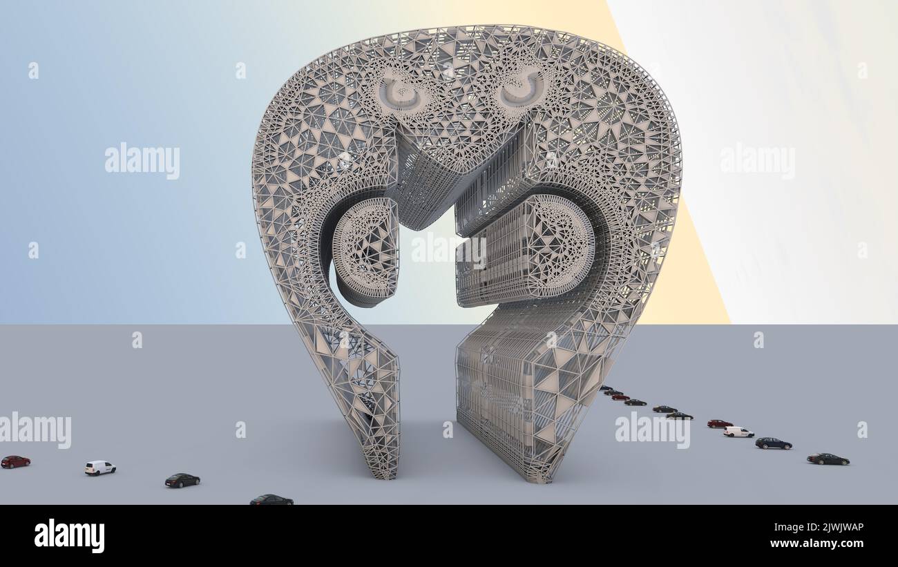 A 3D Illustration d'une structure architecturale modélisée d'un serpent ...