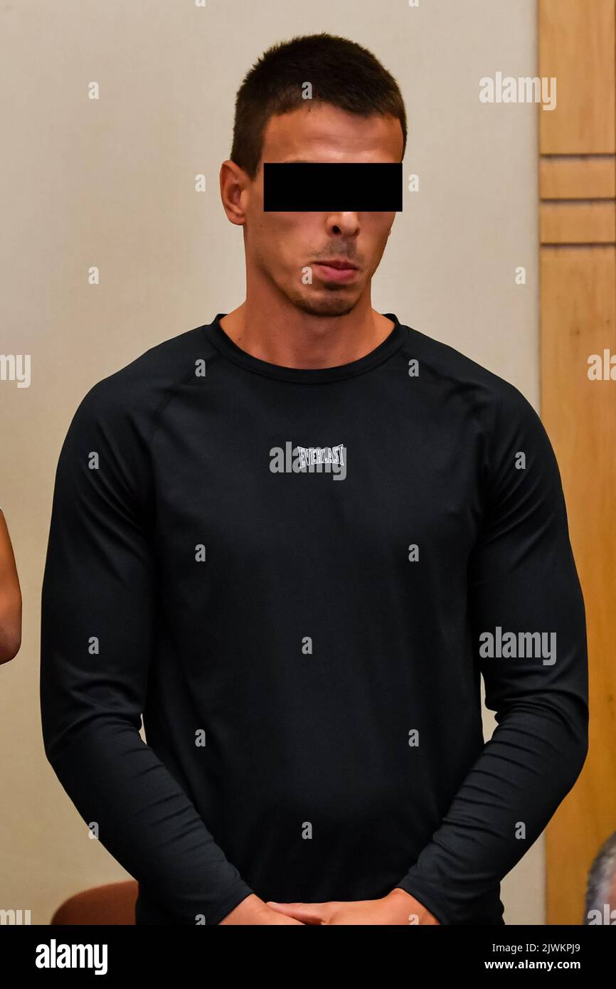 L'accusé Stefano Ceci photographié pendant la session de constitution du jury lors du procès ...