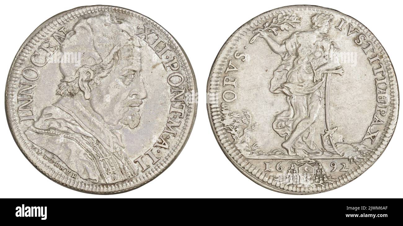 mezzo scudo. Borner, Peter Paul (fl. 1691-1725), graveur, Innocenty XII ...