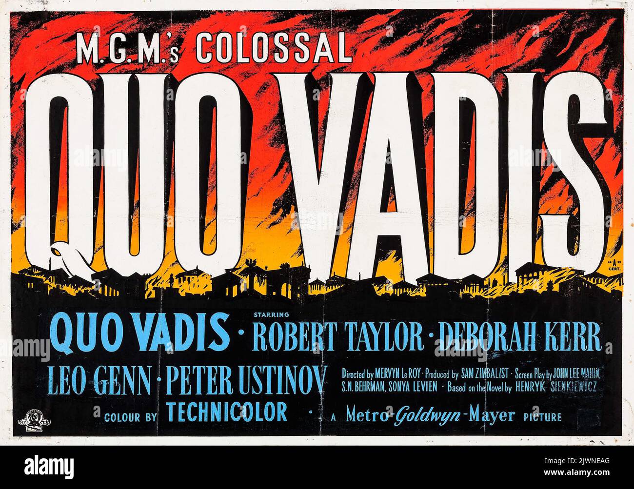 Quo Vadis (MGM, 1951) affiche de film de l'époque, Robert Taylor ...