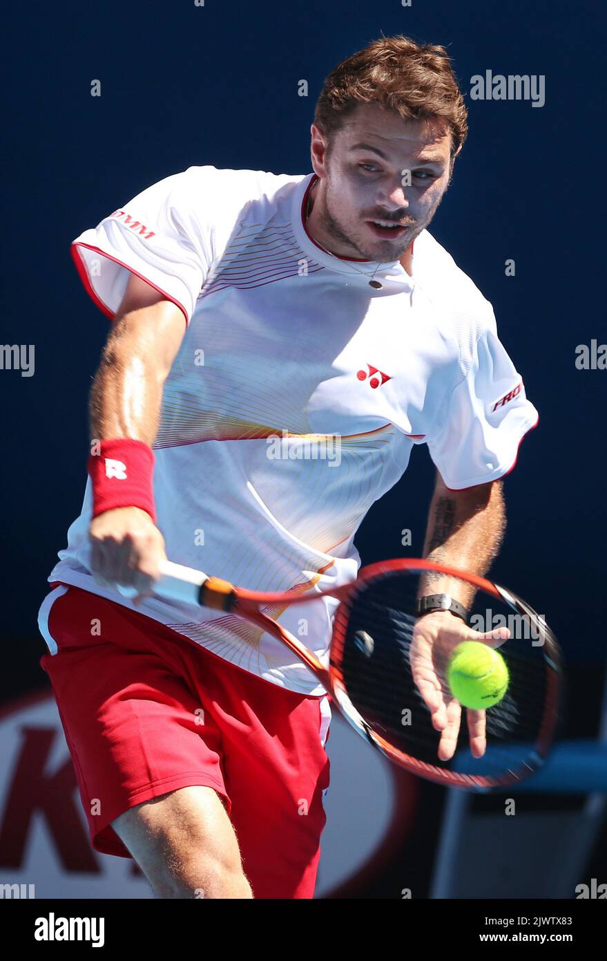 Stanislas Wawrinka (Suisse) en action lors de son match contre Andrey ...