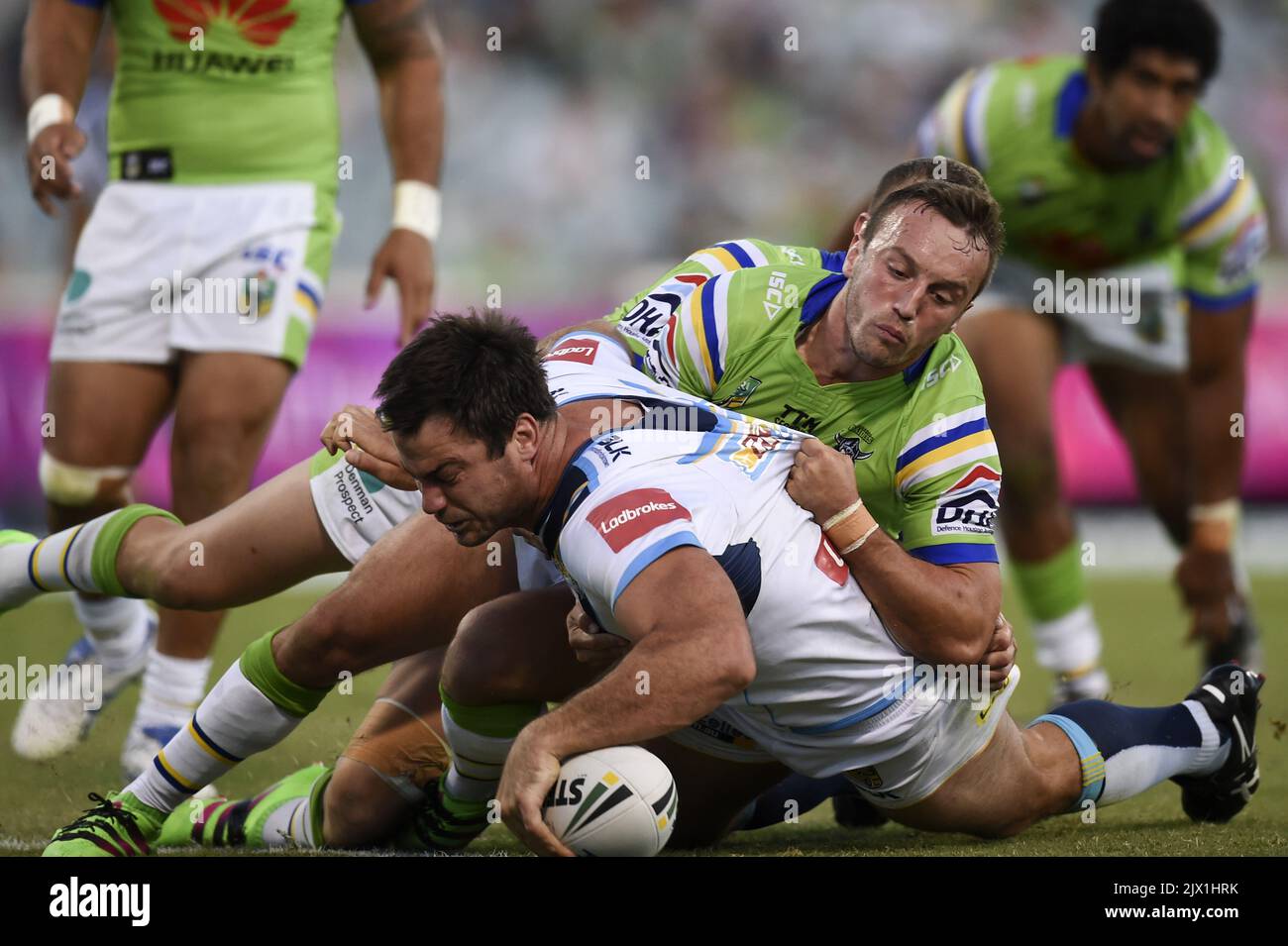 David Shillington, des Titans de la Gold Coast, a fait un essai lors du ...