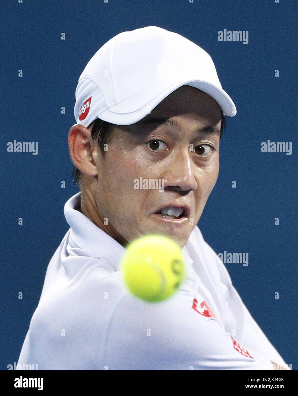 Kei Nishikori, du Japon, regarde pendant la finale des hommes contre ...