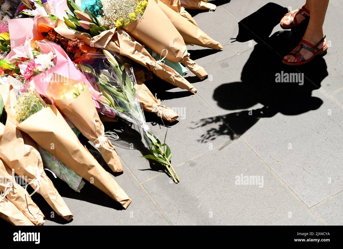 Les membres du public ont posé des fleurs au coin de la rue Bourke et ...