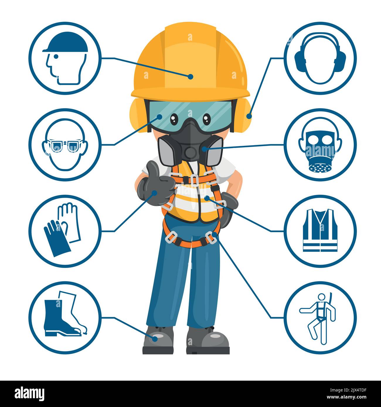 Travailleur industriel de la construction avec équipement de protection ...