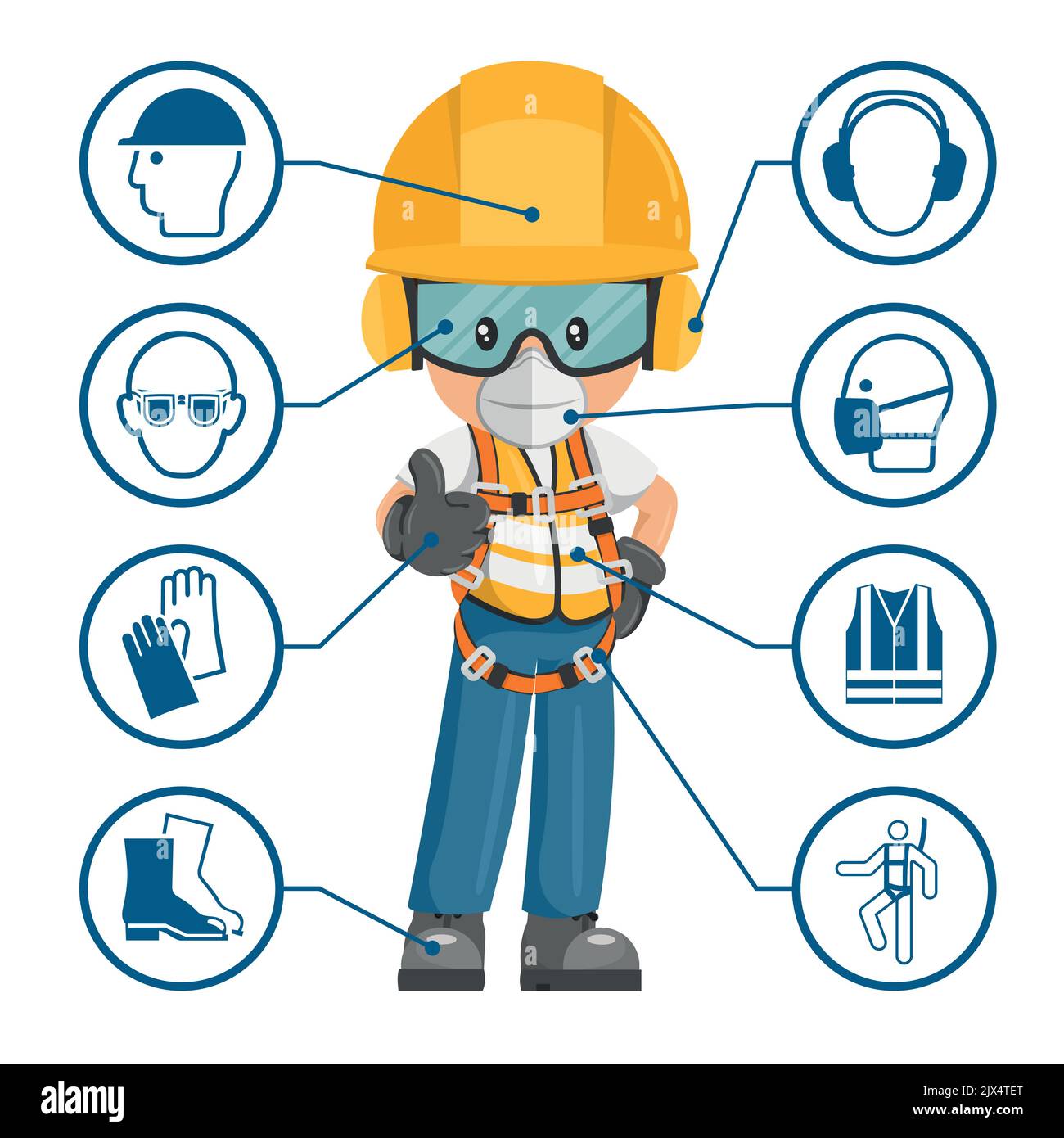 Travailleur industriel de la construction avec équipement de protection ...