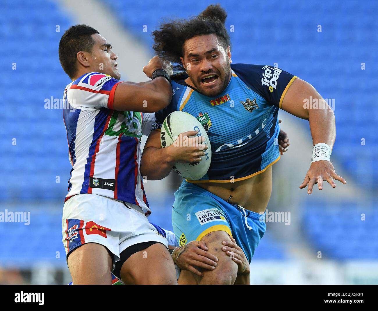 Joueur de titans Konrad Hurrell lors du match de la série 9 NRL entre ...