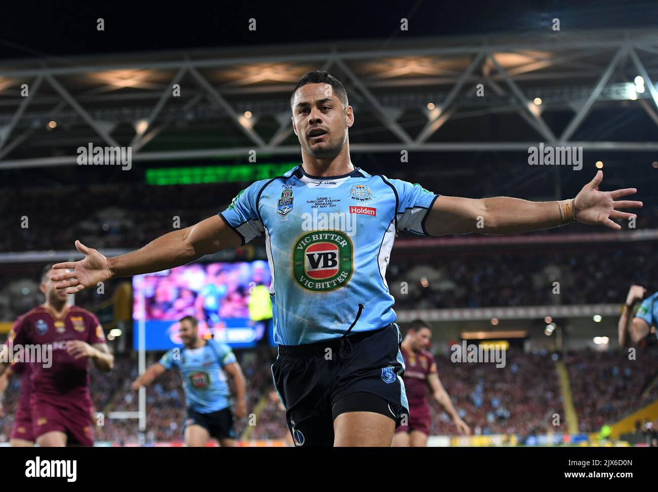 Jarryd Hayne, du NSW Blues, réagit aux fans après avoir fait un essai ...