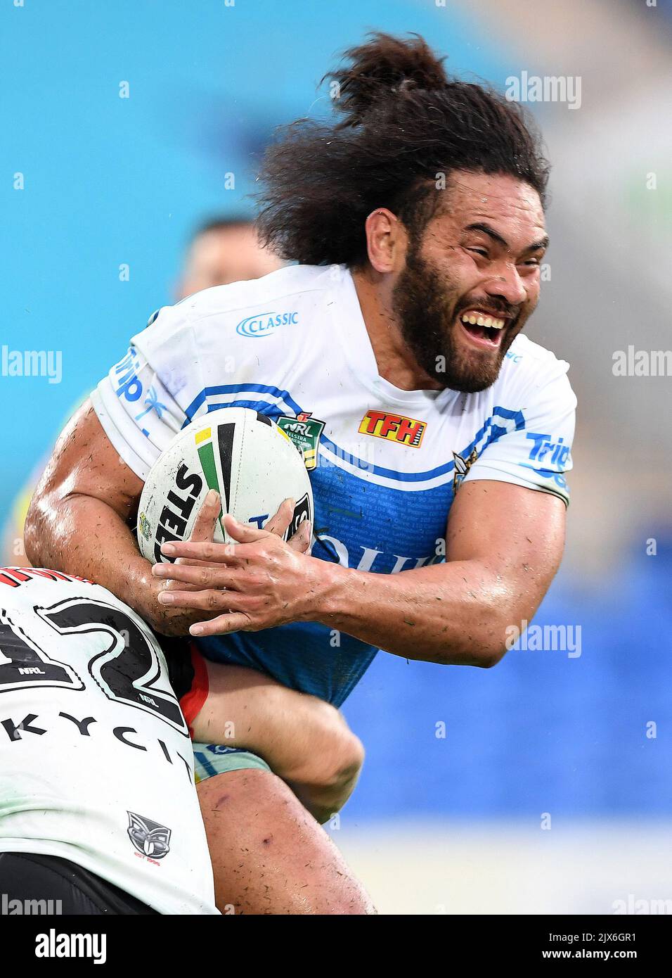 Joueur de titans Konrad Hurrell lors du match de la série 14 NRL entre ...