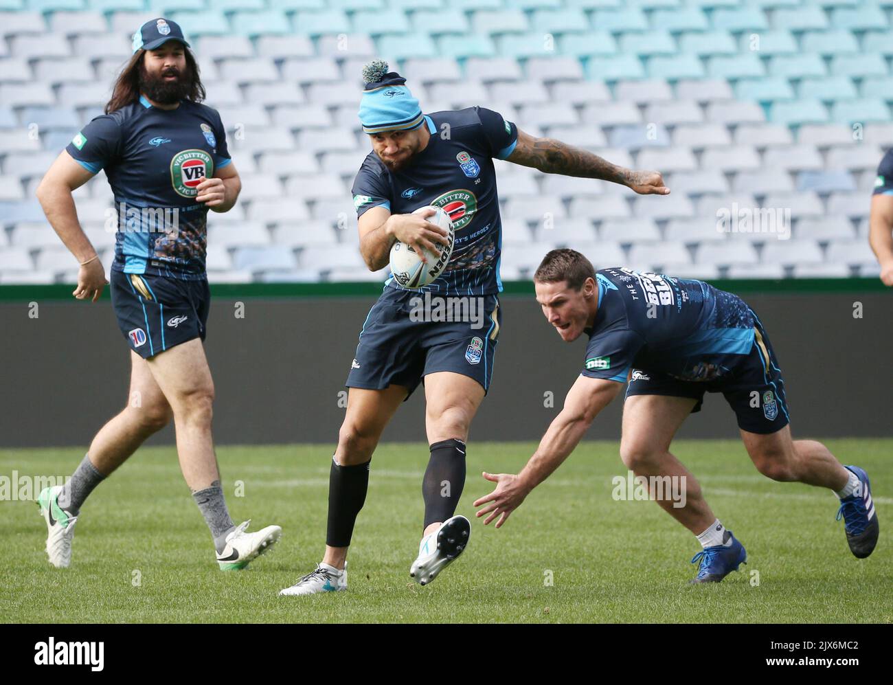 Blake Ferguson (au centre), joueur de blues de la Nouvelle-Galles du ...