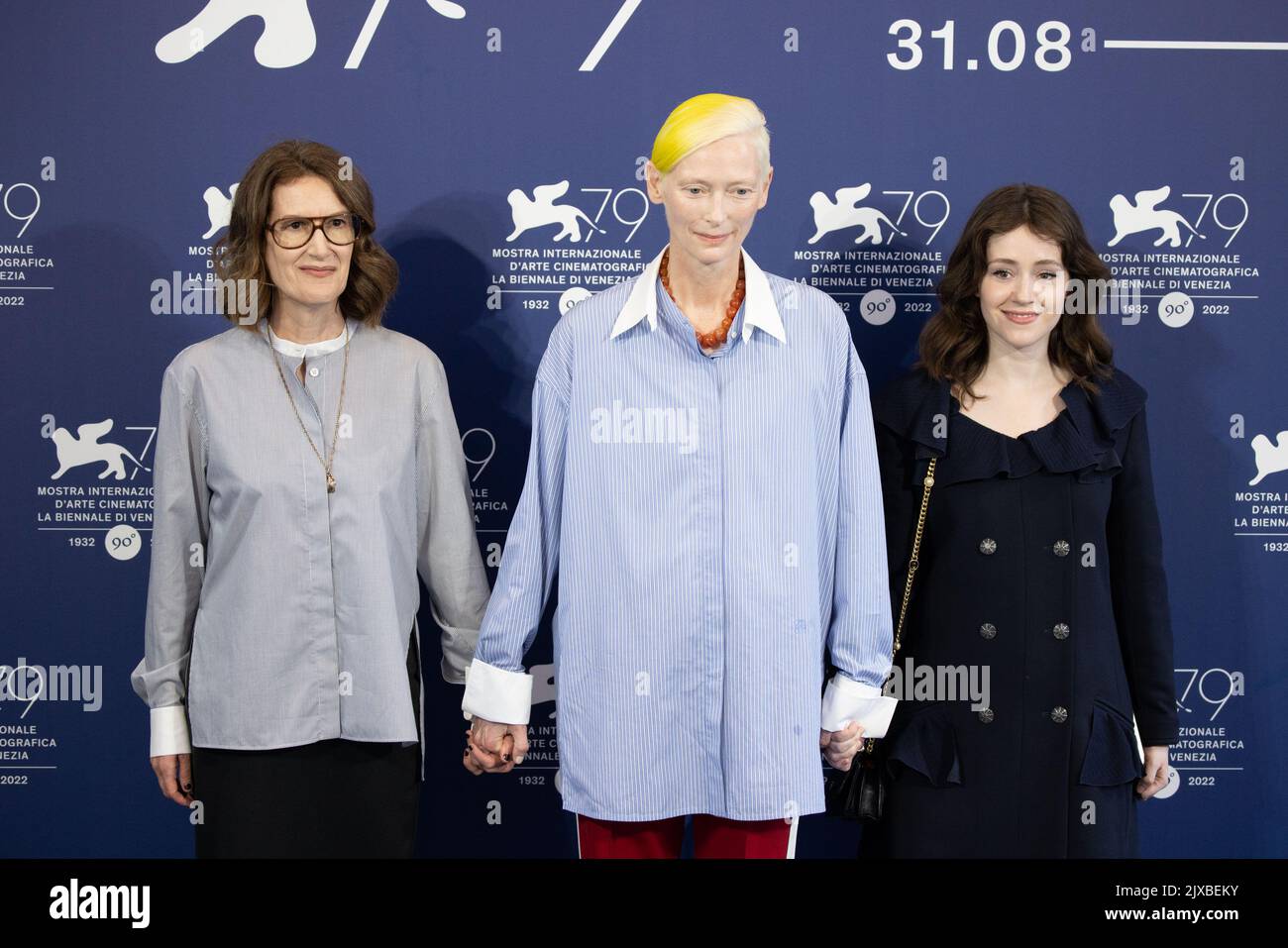 Le réalisateur britannique Joanna Hogg, l'actrice britannique Tilda Swinton et l'actrice ...