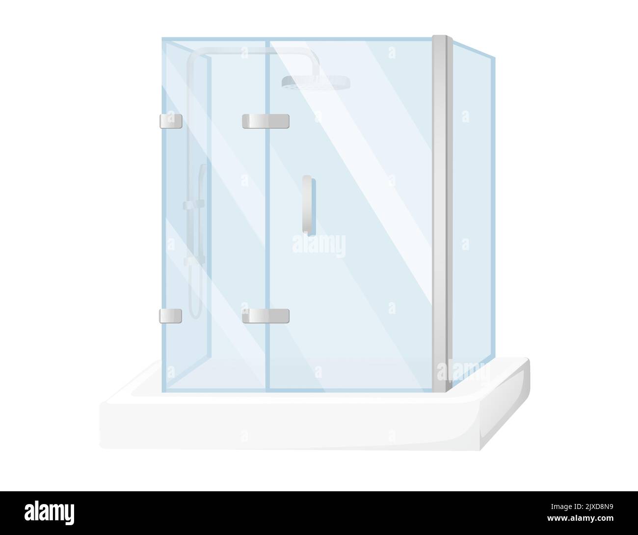 Cabine de douche avec illustration vectorielle en verre transparent ...