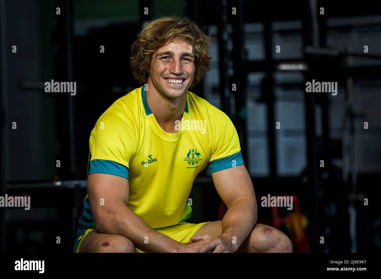 Jesse Parahi pose une photo lors de la présentation officielle de l'annonce des équipes de rugby ...
