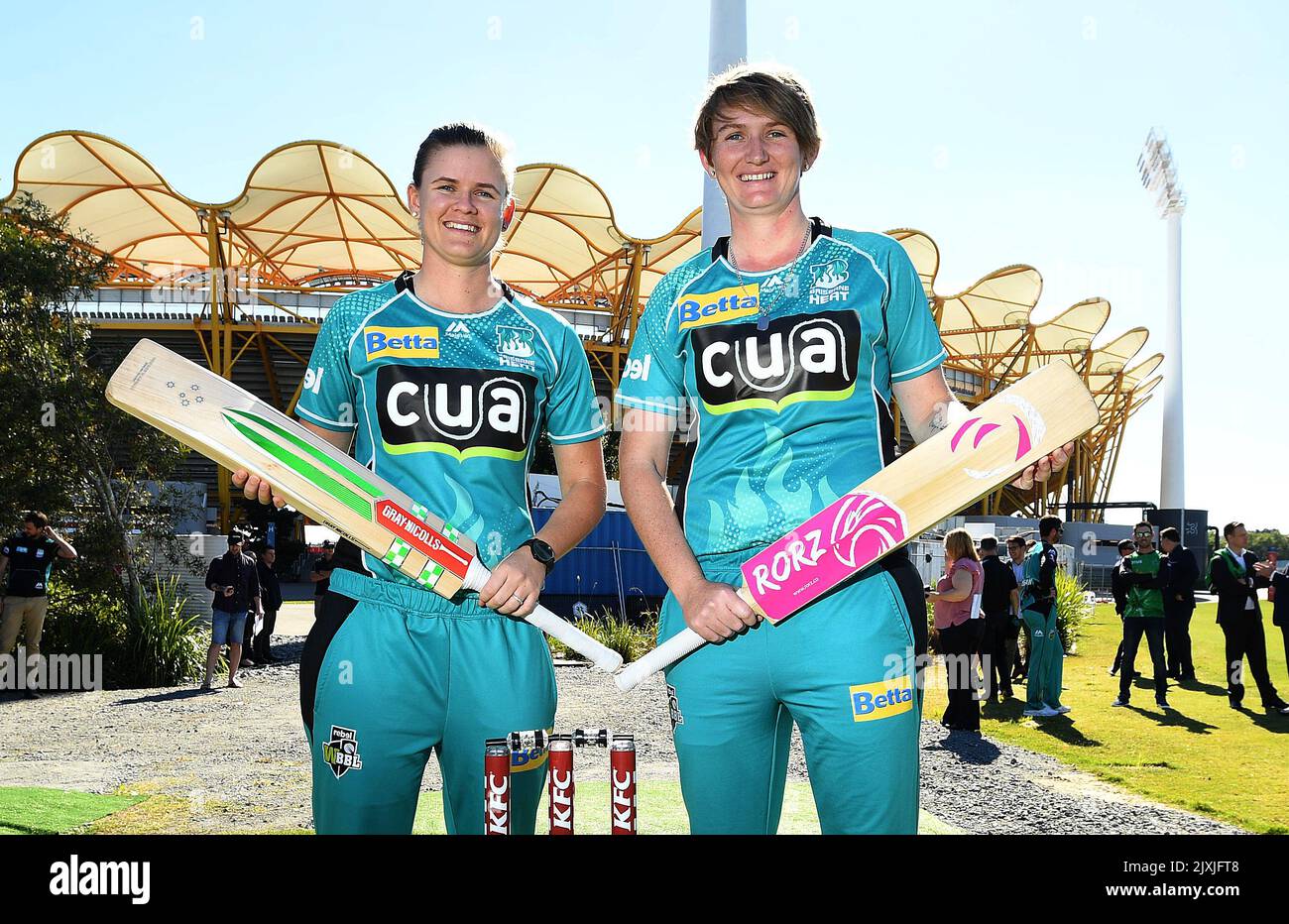 Les joueurs de Brisbane Heat WBBL, Jess Jonassen (à gauche) et Sammy-JO ...