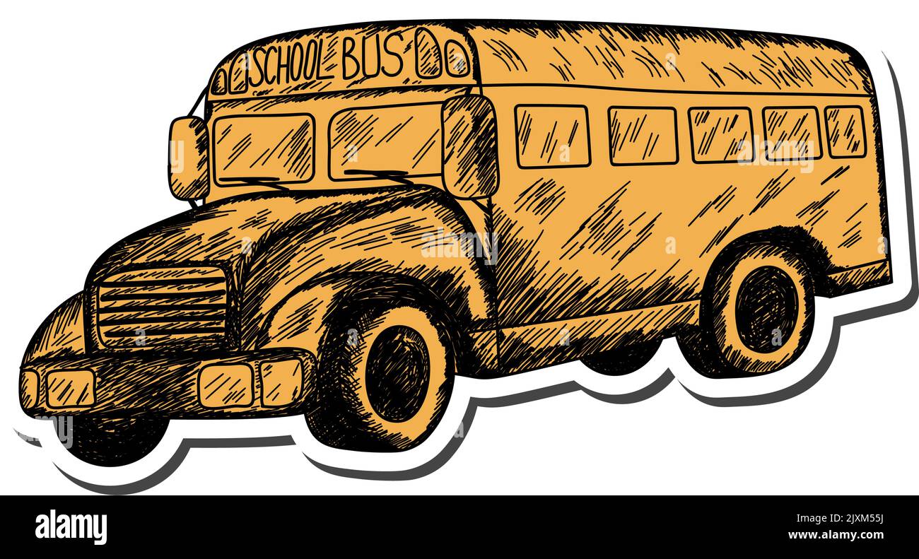 Étiquette de bus scolaire avec ombre sur le thème de l'éducation ...