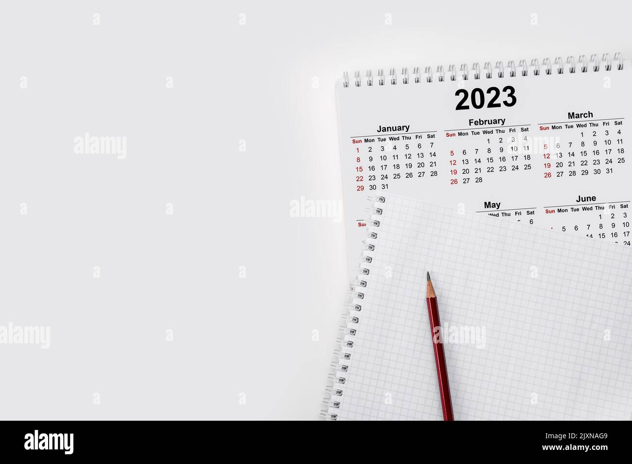 Calendrier de l'année civile 2023 avec une note vierge pour la liste ...