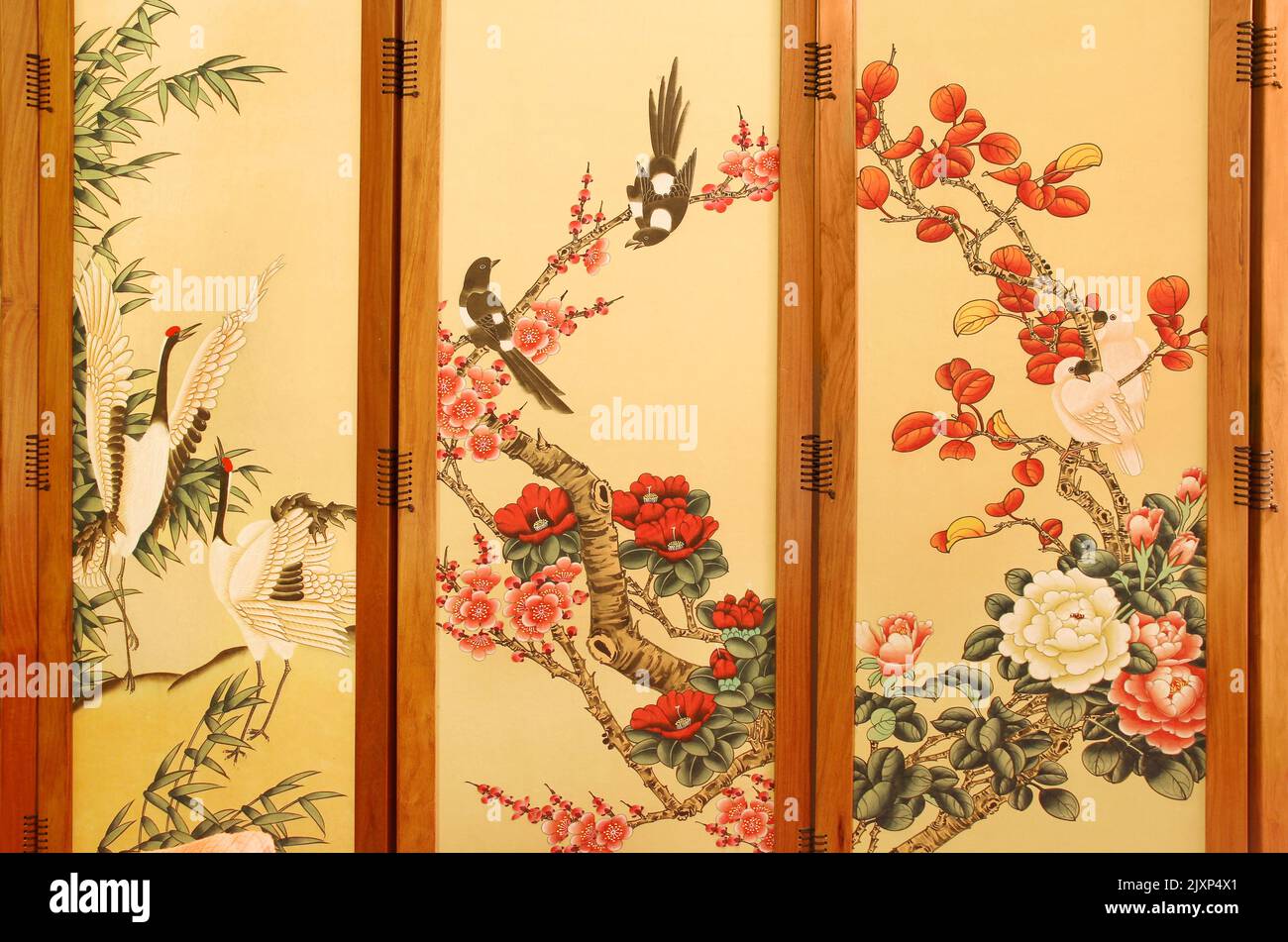 Détails d'un écran classique chinois traditionnel Photo Stock - Alamy