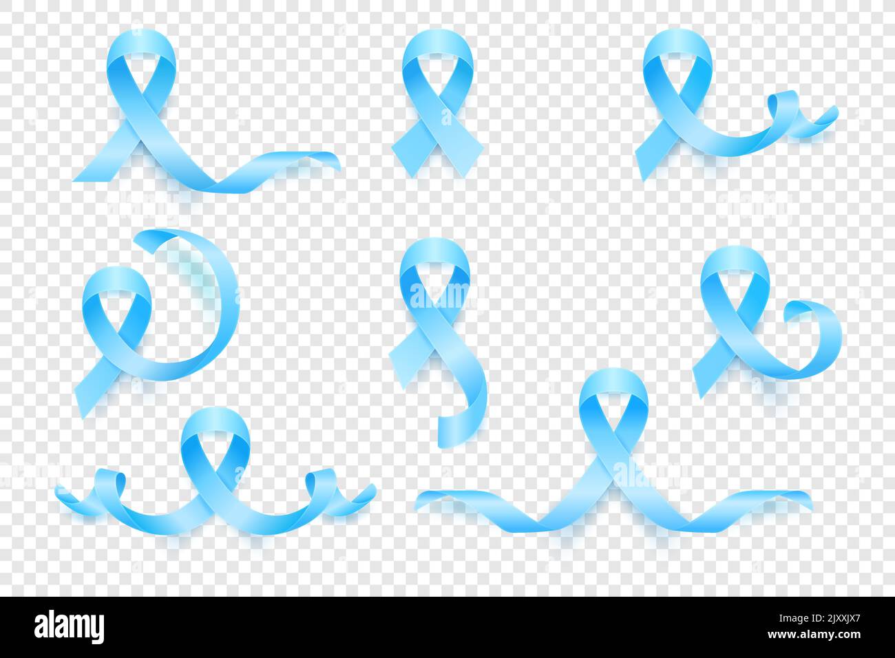 Ensemble ruban bleu réaliste Vector 3D. Gros plan sur le symbole de sensibilisation au cancer de ...