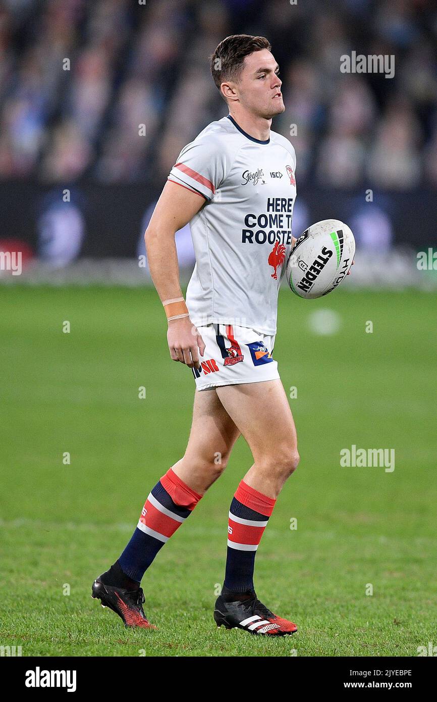 Kyle Flanagan, de The Roosters, est vu lors de l'échauffement avant le ...