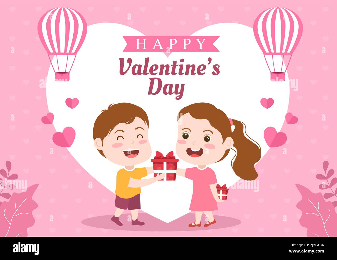 Modèle de la Saint-Valentin joyeuse dessin main dessin d'illustration à ...