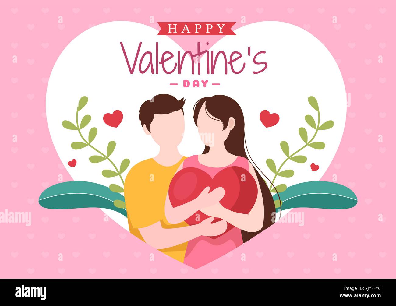 Modèle de la Saint-Valentin joyeuse dessin main dessin d'illustration à ...
