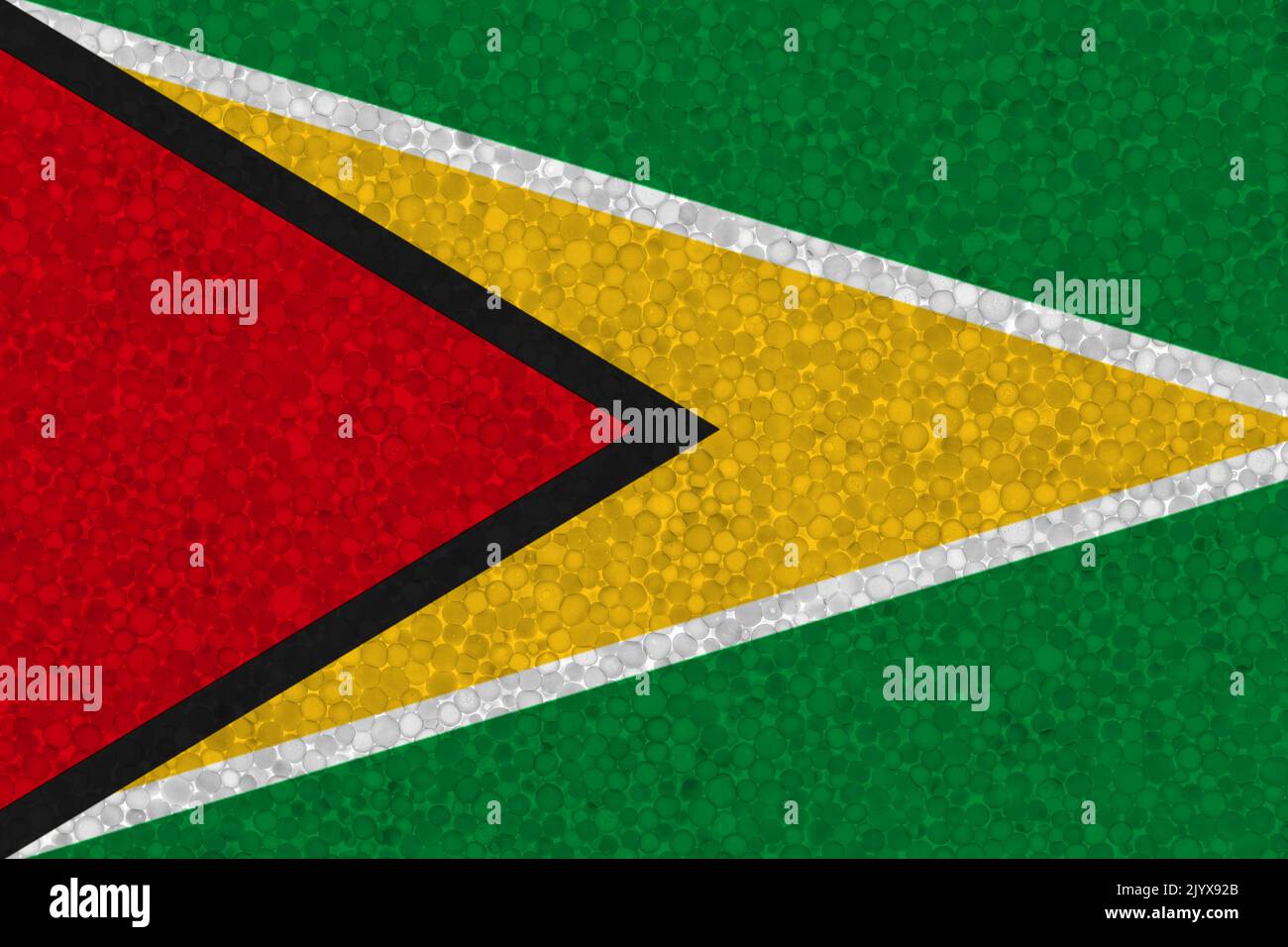 Drapeau du Guyana sur la texture de la styromousse. Drapeau national ...