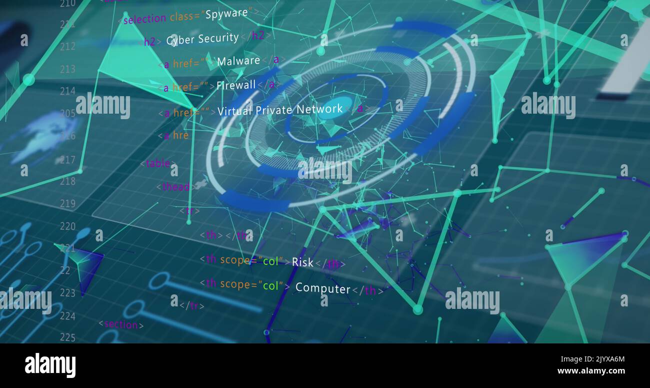 Image des cercles numériques, des points connectés aux lignes et des ...
