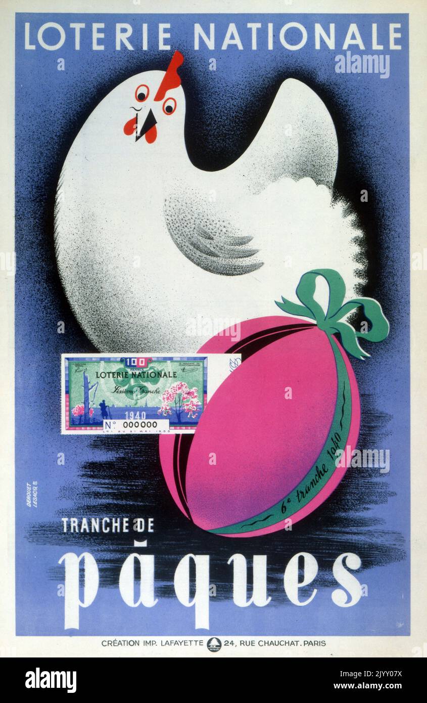 Affiche « Loterie nationale » française 1942. Mettant en lumière une ...