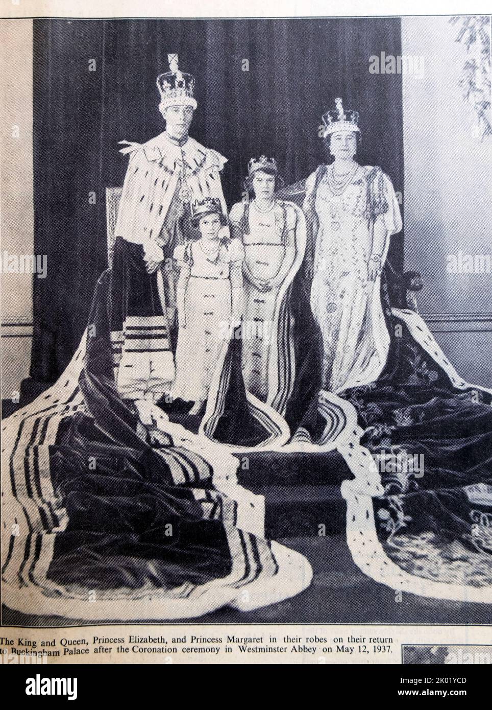 Le roi George VI et la reine, la princesse Elizabeth Princes Margaret ...