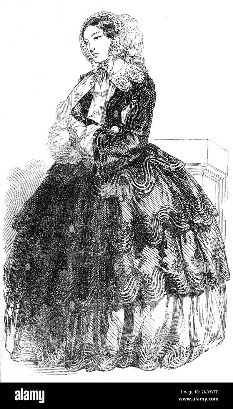 Paris Fashions pour octobre 1854. 'Sarcenet Bonnet, avec une plume, l ...