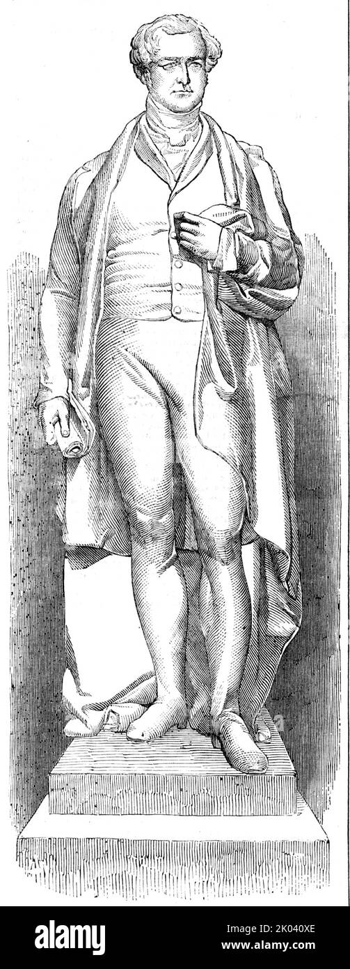 La statue de sir robert peel Banque d'images noir et blanc - Alamy