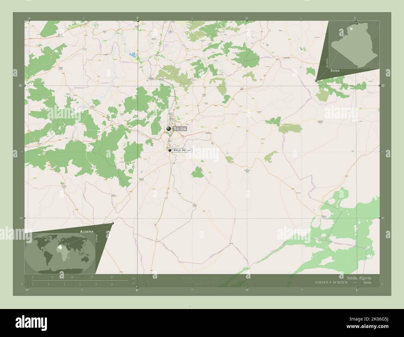 Saida, province d'Algérie. Ouvrez la carte des rues. Lieux et noms des ...