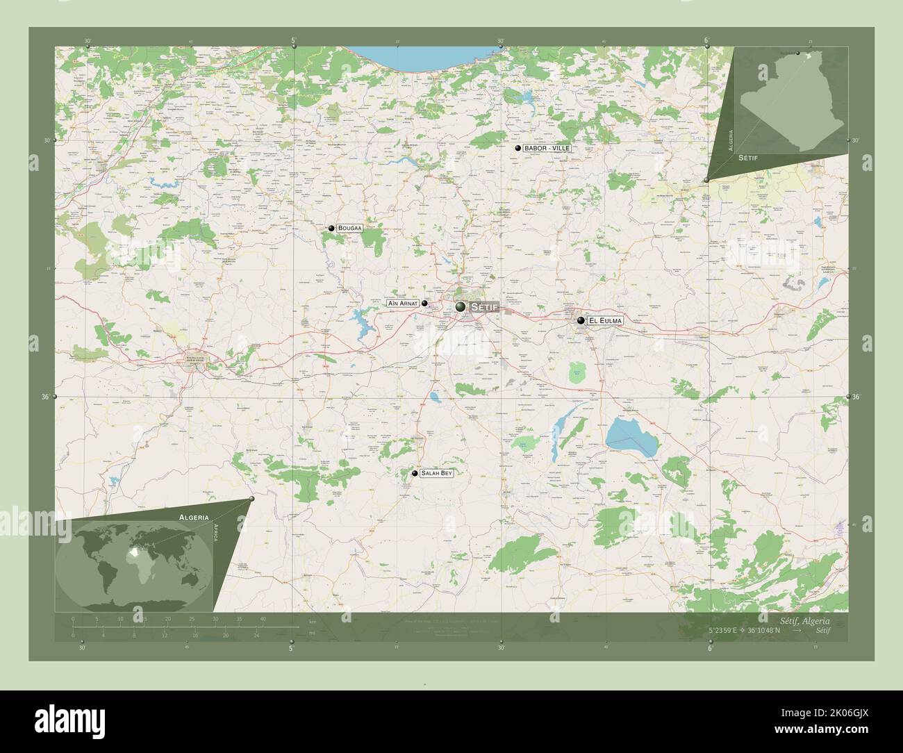 Setif, province d'Algérie. Ouvrez la carte des rues. Lieux et noms des ...