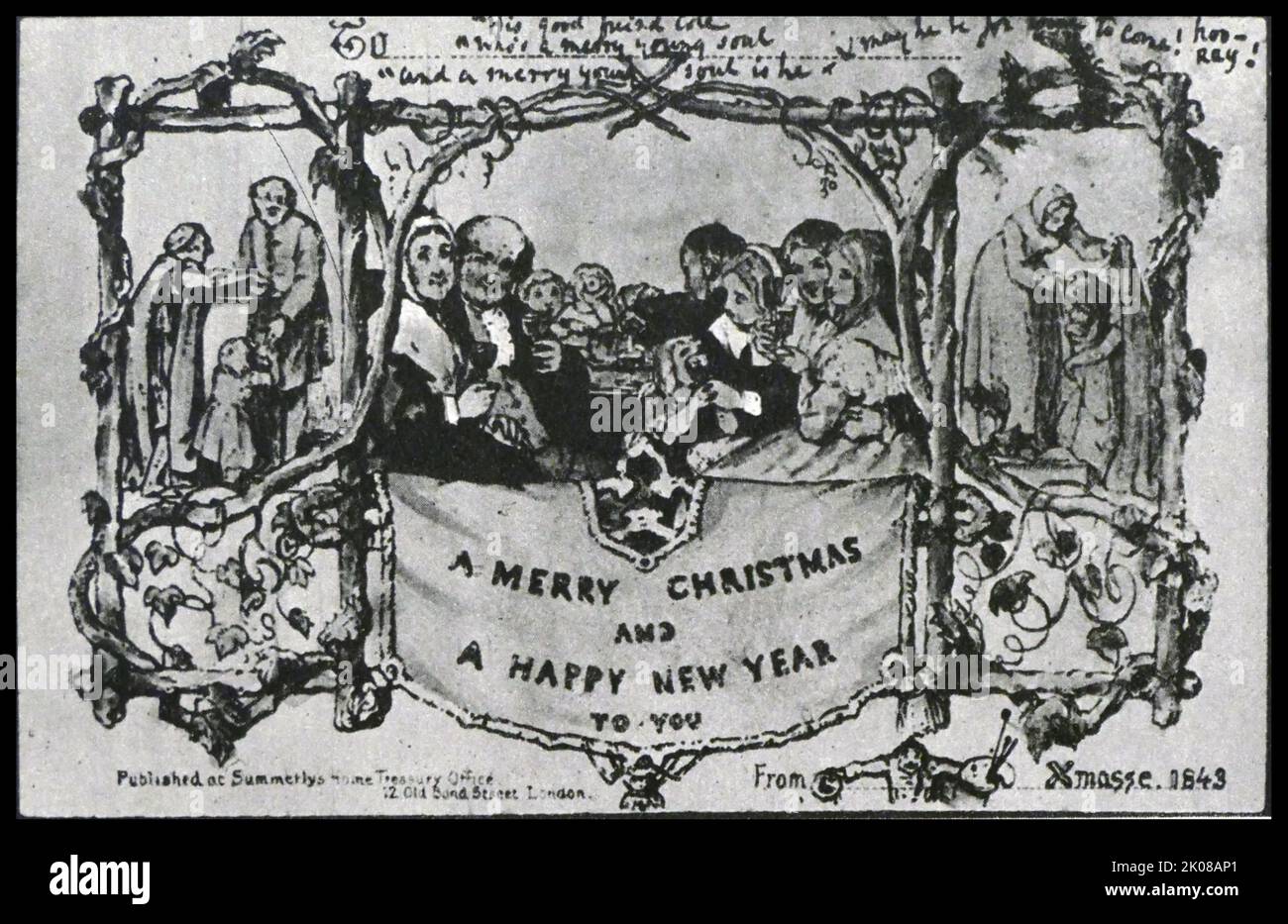 Carte de Noël de 1843, envoyée à Sir Henry Cole par l'artiste John ...