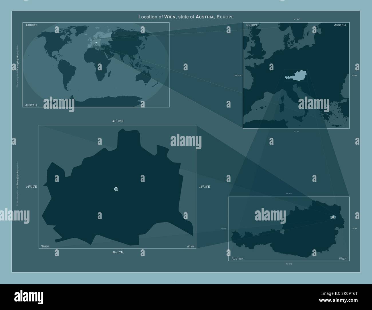 Wien, État d'Autriche. Schéma montrant l'emplacement de la région sur ...